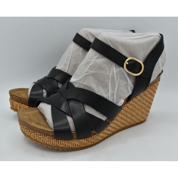 Sofft | Shoes | Sofft Womens Size Carlana Black Leather Wedge Sandals ...